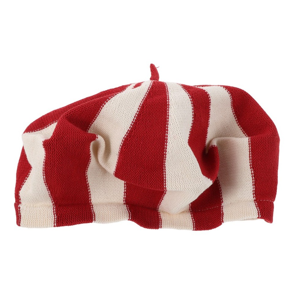 Striped Knitted Beret Uniform Hat Painters Hats Women Cotton Berets ...