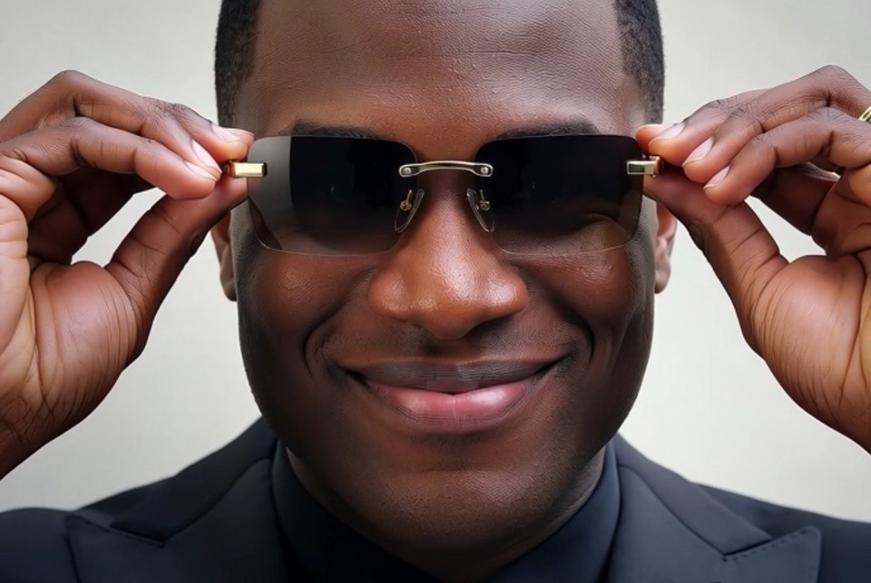Black Tint Mens Rectangle Luxury Hip Hop Fashion Gold Frame Rimless ...
