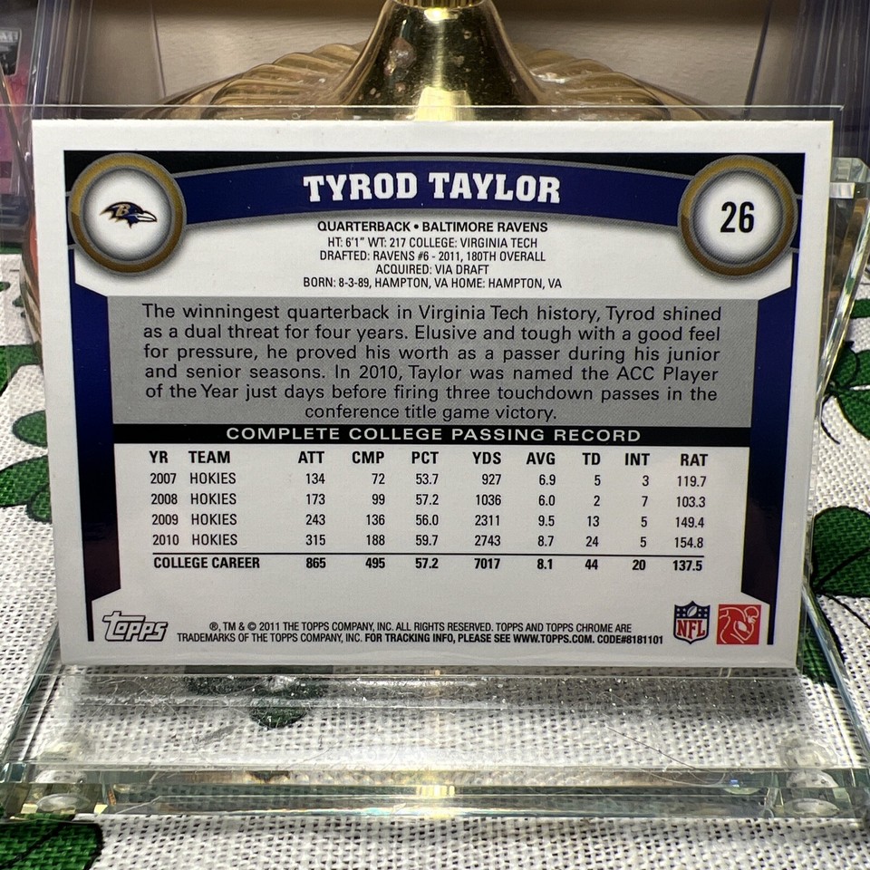 Tyrod Taylor Rookie Card 2011 Topps Chrome Football | eBay