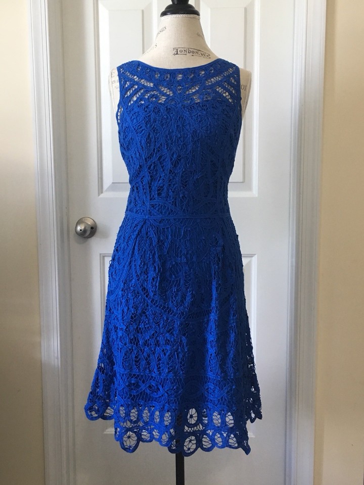 Lilly Pulitzer Foley Dress Blue Battenburg Lace M Medium | eBay