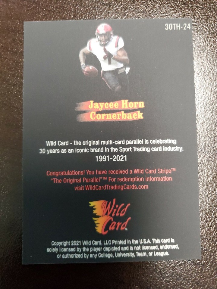 2021 Wild Card Jaycee Horn RC VIP 5 STRIPE METALIZED EMBOSSED NSCC 11/ ...