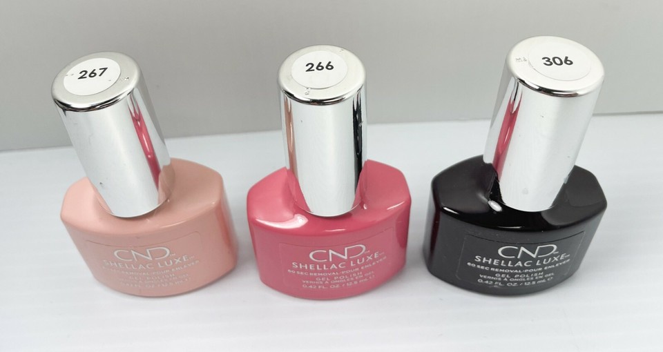 New (3) CND SHELLAC LUXE 60 Sec Removal GEL POLISH- Rosebud, Uncovered ...