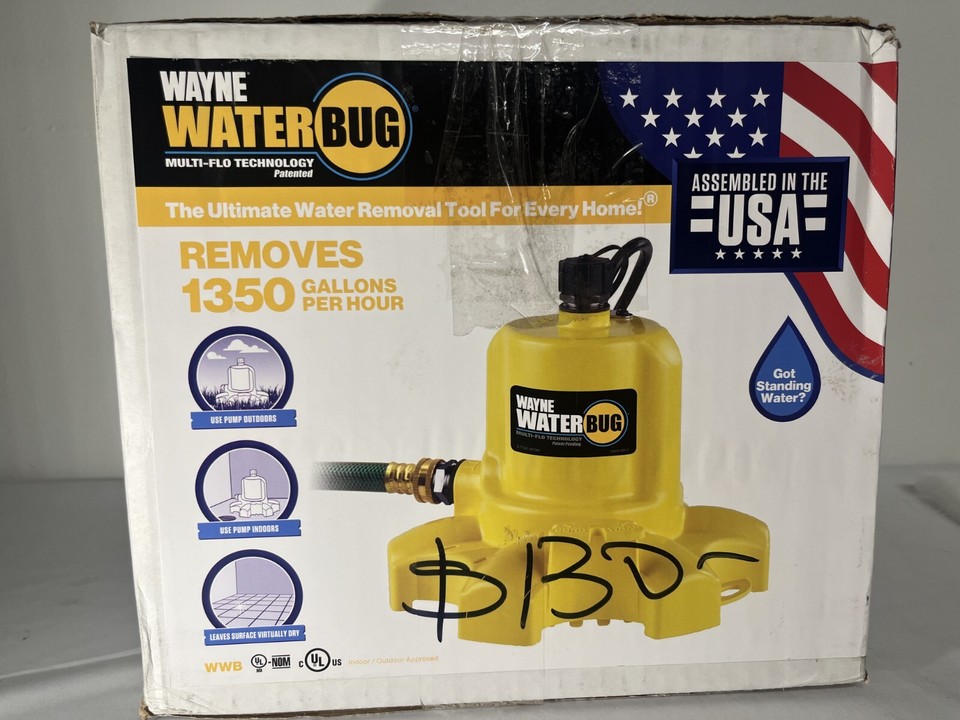 Wayne 1/6 HP WaterBUG Submersible Utility Pump with Multi-Flo ...