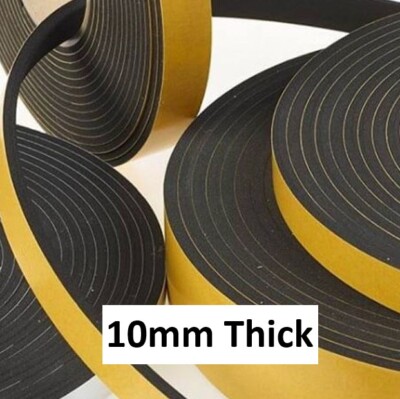 10mm Thick - Neoprene Adhesive Backed Foam Sponge Strip Roll Sheet Tape ...