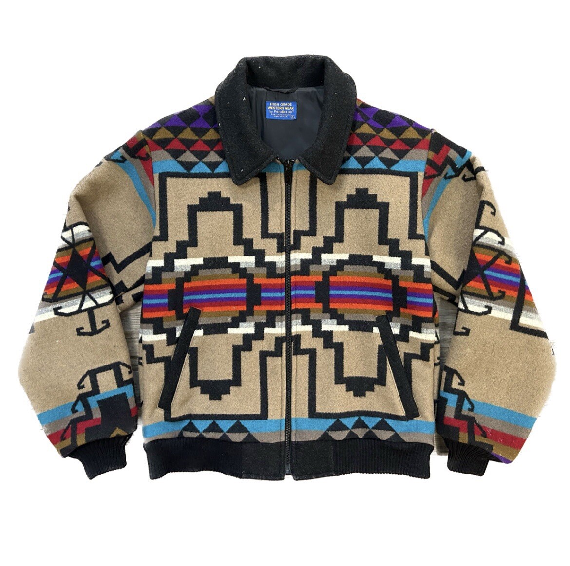 Pendleton Wool Rainbow Bomber Blanket Jacket Southwes… - Gem