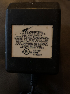 AC to AC Adapter for WESTELL 10.5V Volt 085-200035 GPU411050900WA01 ...