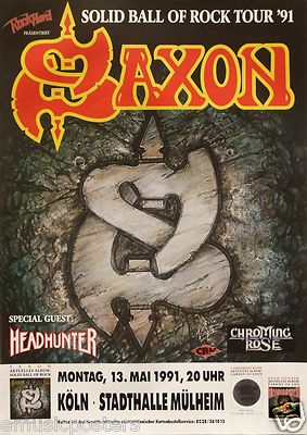 SAXON "SOLID BALL OF ROCK TOUR 1991" GERMAN CONCERT POSTER - Heavy ...