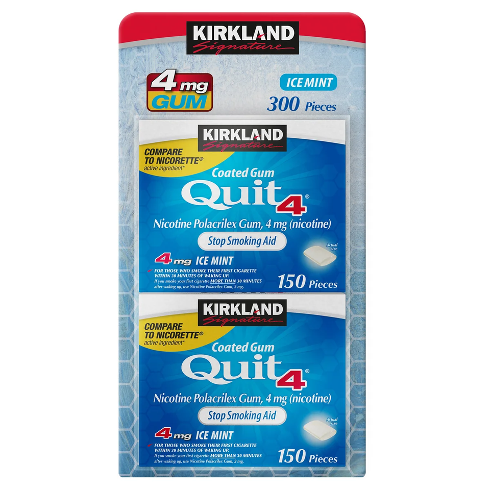 Kirkland Signature Quit 2 mg. or 4 mg. Ice Mint Gum, 300 Pieces, EXP 4/ ...