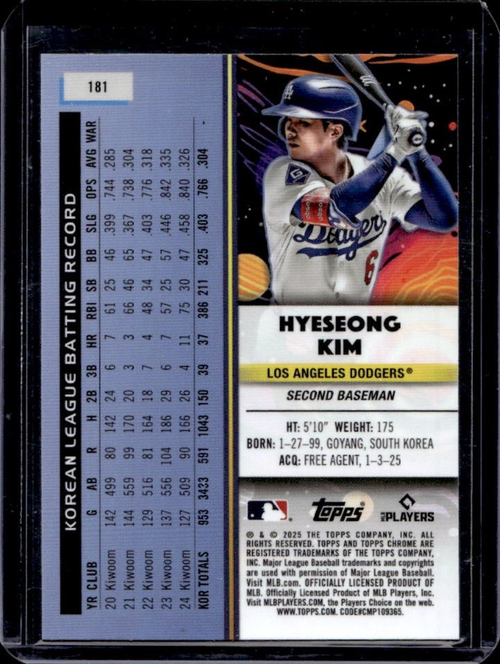 2025 Topps Cosmic Chrome Hyeseong Kim RC Nucleus Refractor #181 Dodgers ...