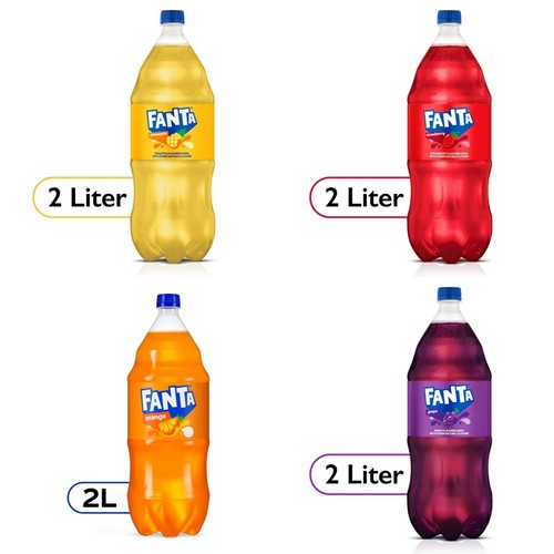 Fanta 2 liter Verity Pack Of 4 Orange, Strawberry, Grape, pineapple | eBay