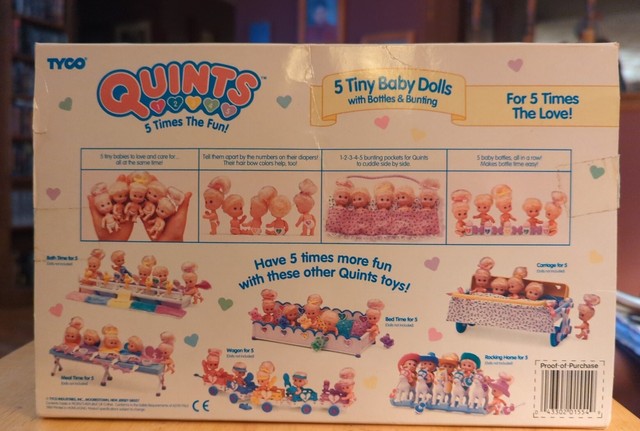 Quints 1989 NOS 5 Tiny Baby Dolls Black African American TYCO Play Set ...