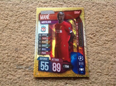MATCH ATTAX 2019/2020 SADIO MANE HAT-TRICK HERO CARD 317 GOLD FOIL NEW ...