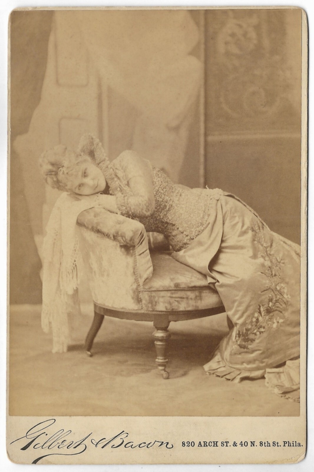 Antique LOUISE DAVENPORT Risque Seductive Pose ORIG. CABINET CARD PHOTO ...