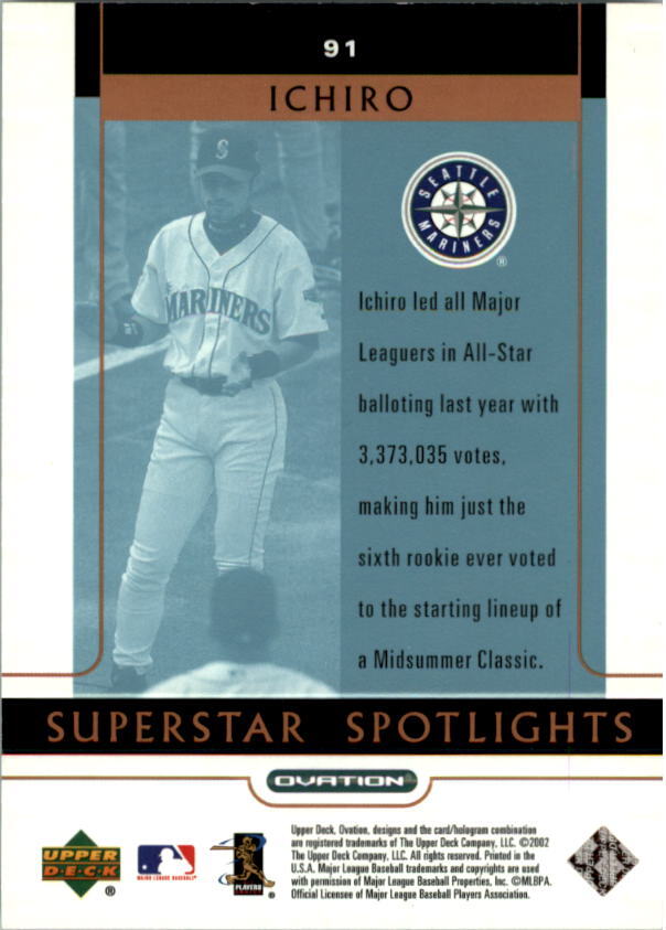 2002 Upper Deck Ovation #91 Ichiro Suzuki SS - NM-MT | eBay