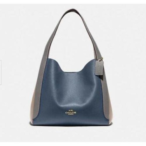 Coach Colorblock Hadley Hobo Dark Denim Blue Gray Tote Leather Bag ...