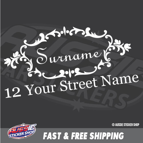 CUSTOM ADDRESS & SURNAME MAILBOX STICKER Decal Car Vinyl Personalized ...