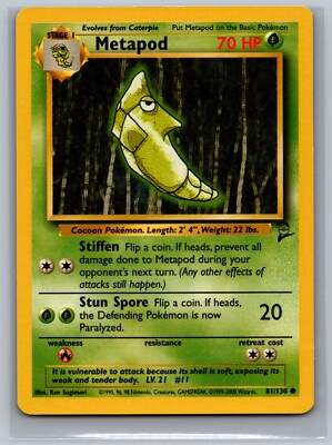 Pokemon TCG Metapod #81/130 Common CCG Base Set 2 | eBay