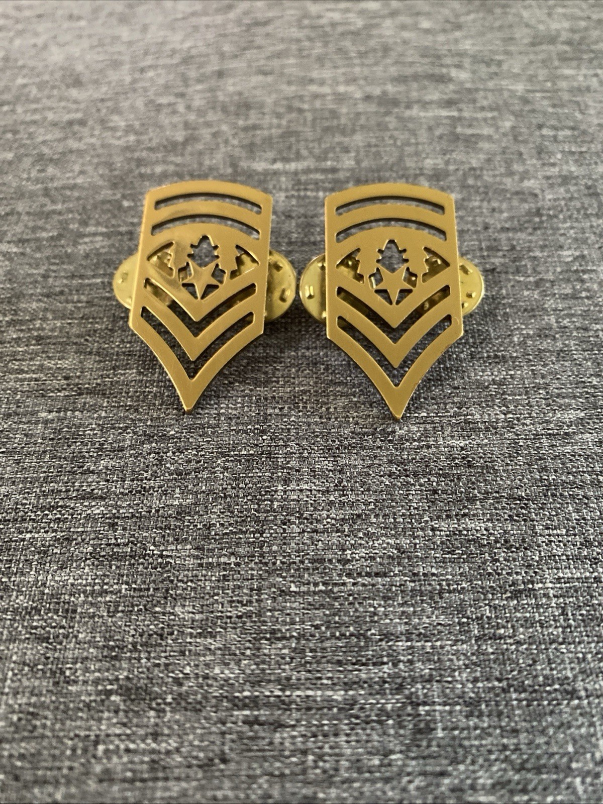 Pair of Metal Gold Command Sergeant Major P-24 Rank Insignia Badges Hat ...