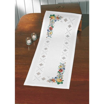 Permin counted Hardanger table runner stitch kit "Hardanger/flowers ...
