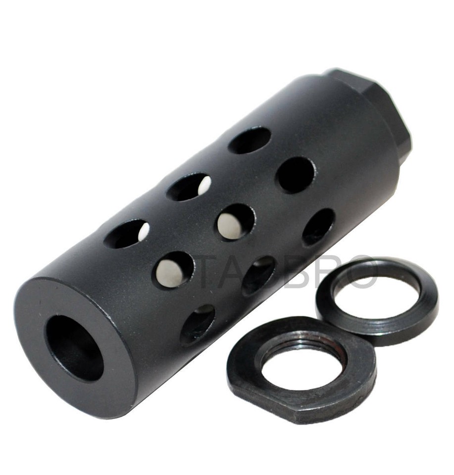 9MM Black Aluminum 1/2"x28 Muzzle Brake w/ Crush Washer & Jam Nut | eBay