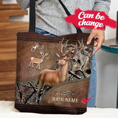 Personalized Vintage Hunting Deer Tote Bag, Hunting Deer Lovers Handbag ...