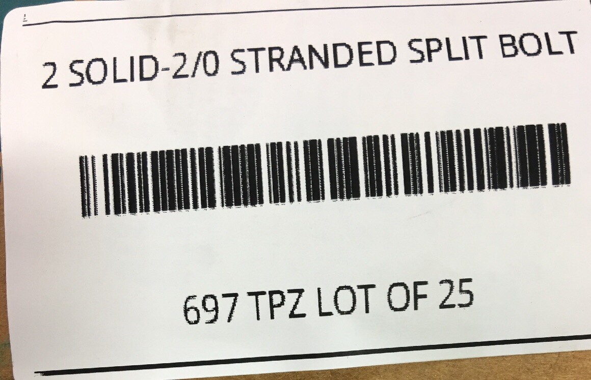 697 TOPAZ LOT OF 25 2 SOLID-2/0 STRANDED SPLIT BOLT CONNECTOR LOT OF 25 ...