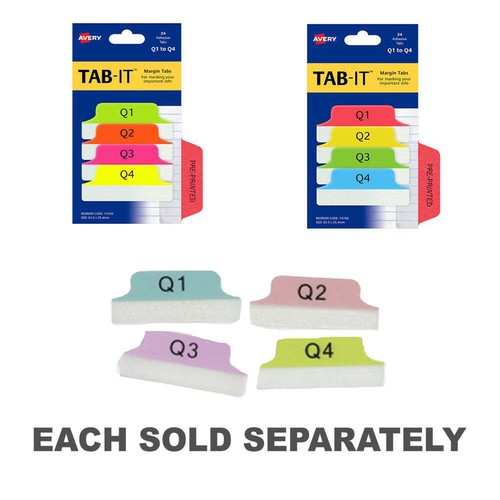 Margin Quarters Q1-Q4 Tabs 24 Pieces 64x26mm Durable Polyethylene ...