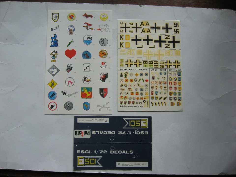 ESCI # 27--1/72 SCALE--HEINKEL HE 219/HE-177 DECAL SHEET---$2.25 ...