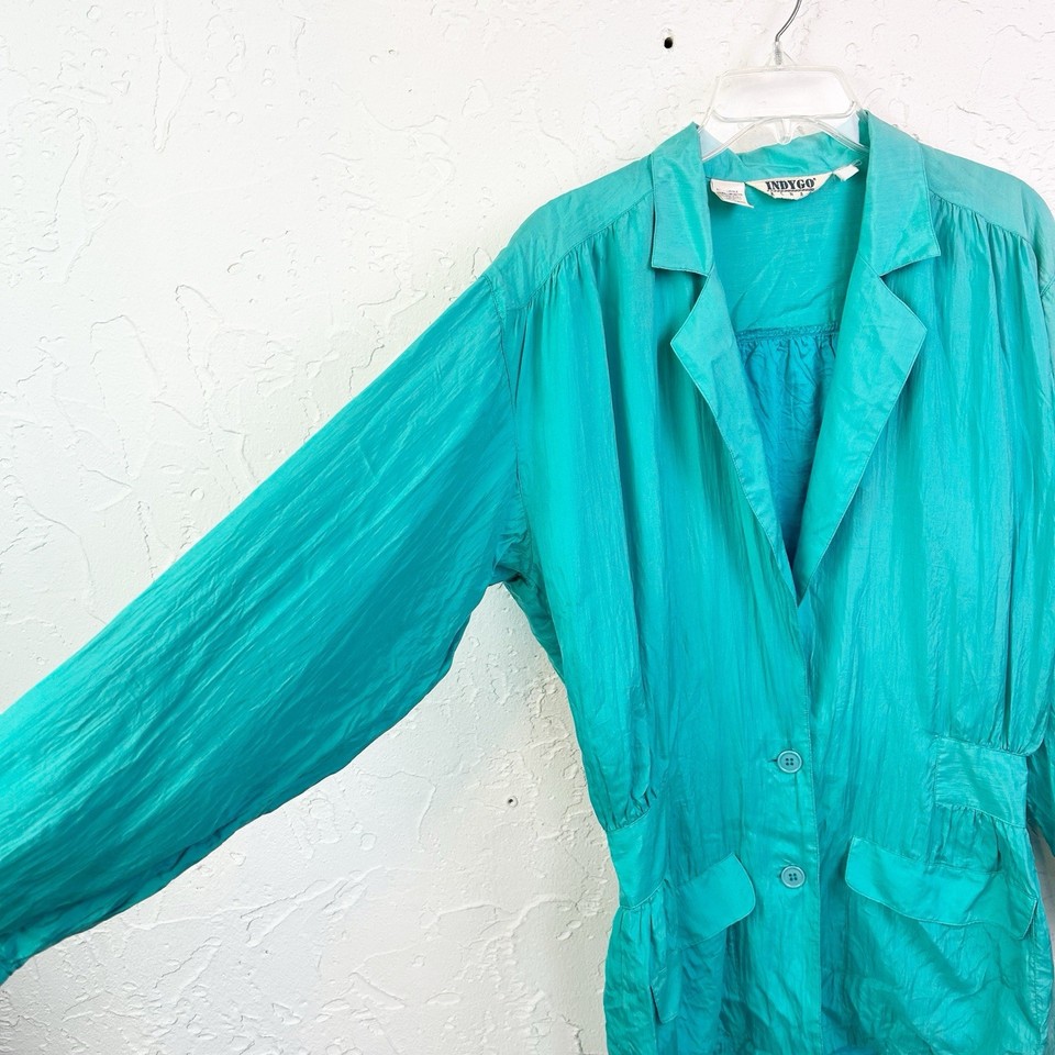 Vintage 80s Blue Silk Lightweight Windbreaker Jacket | eBay