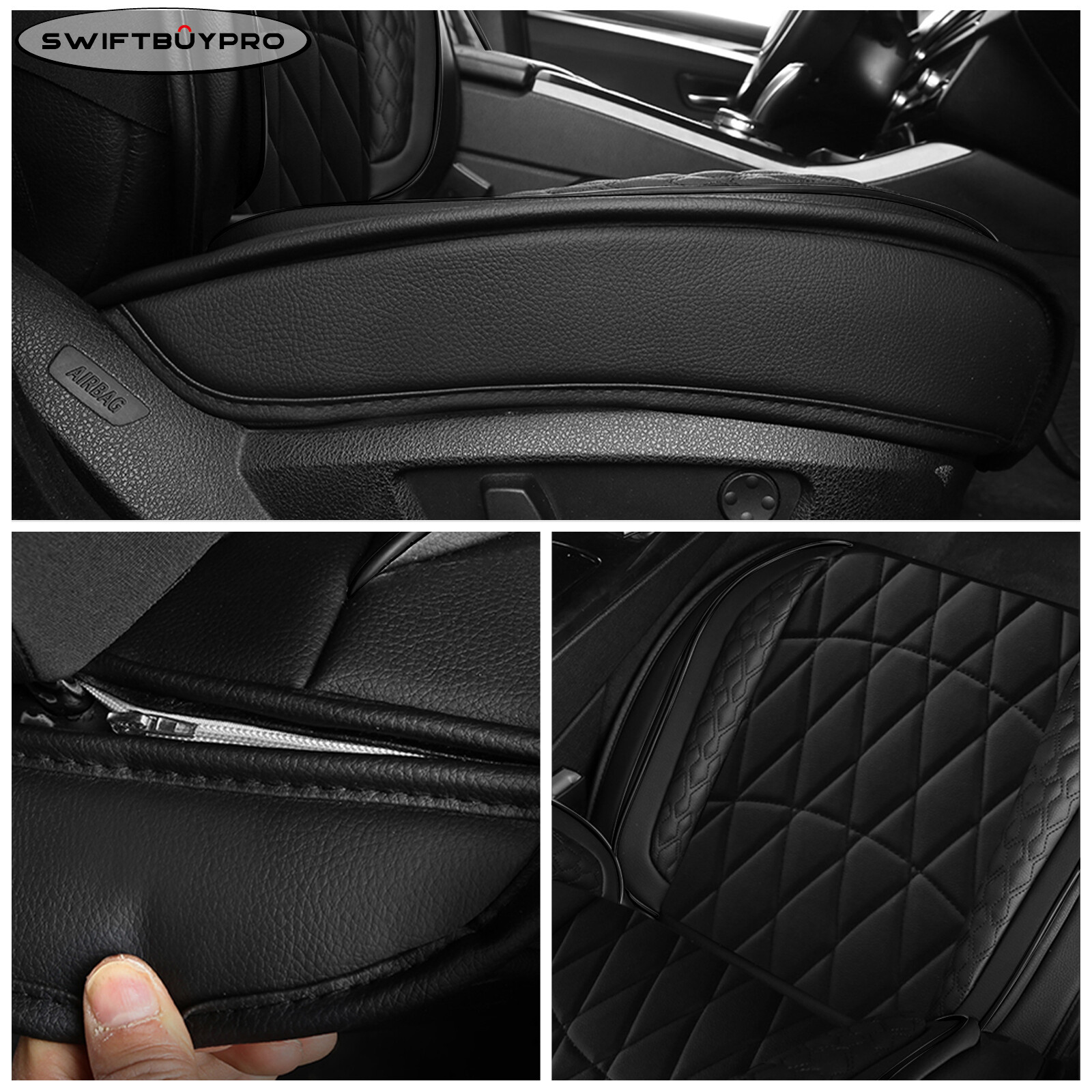 For Honda Quilted Luxury Leather Car Seat Covers Front Rear Full Set ...