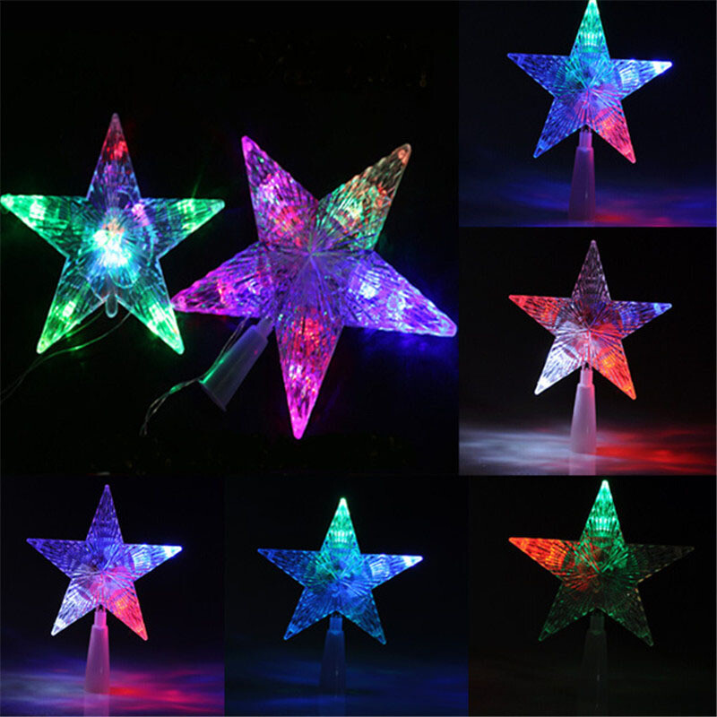 3D LED Flashing Star Light Christmas Tree Top Topper Light Xmas Home ...