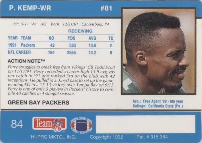 1992 Action Packed Perry Kemp #84 for sale | eBay
