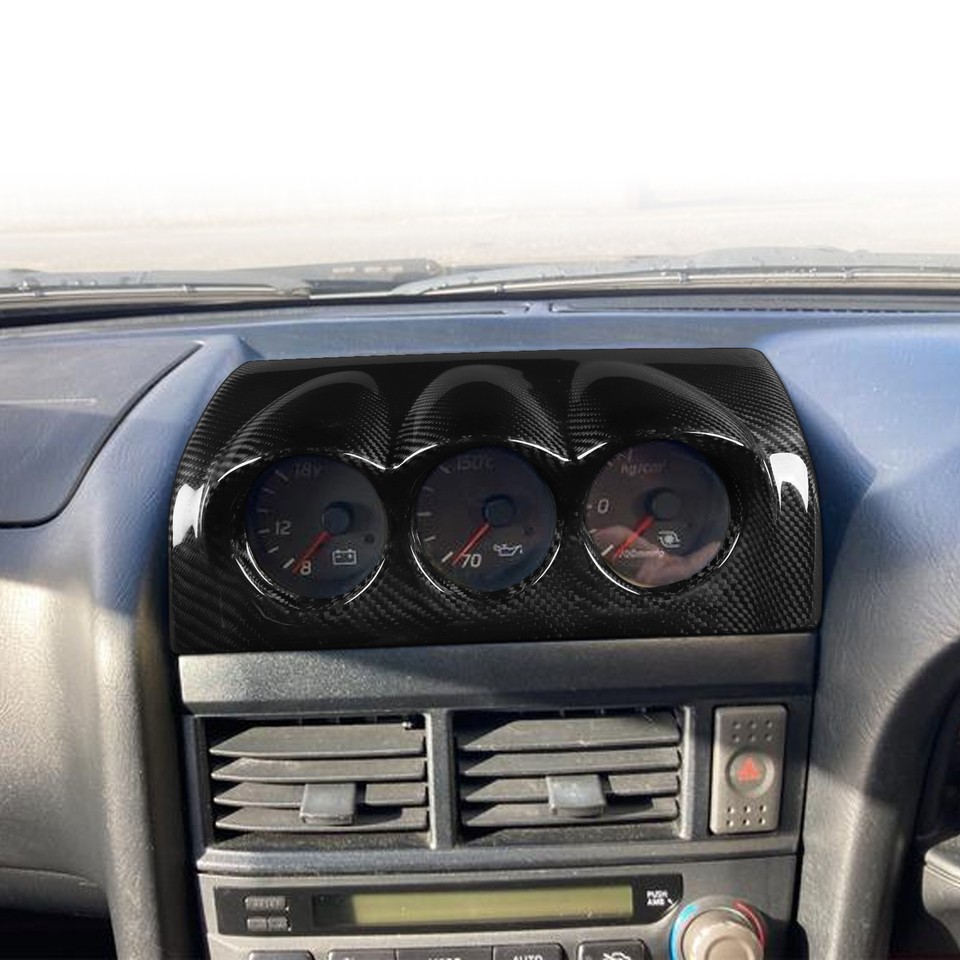 Carbon Fiber Triple Meter Gauge Pod Cover For Nissan Skyline R34 GTR ...