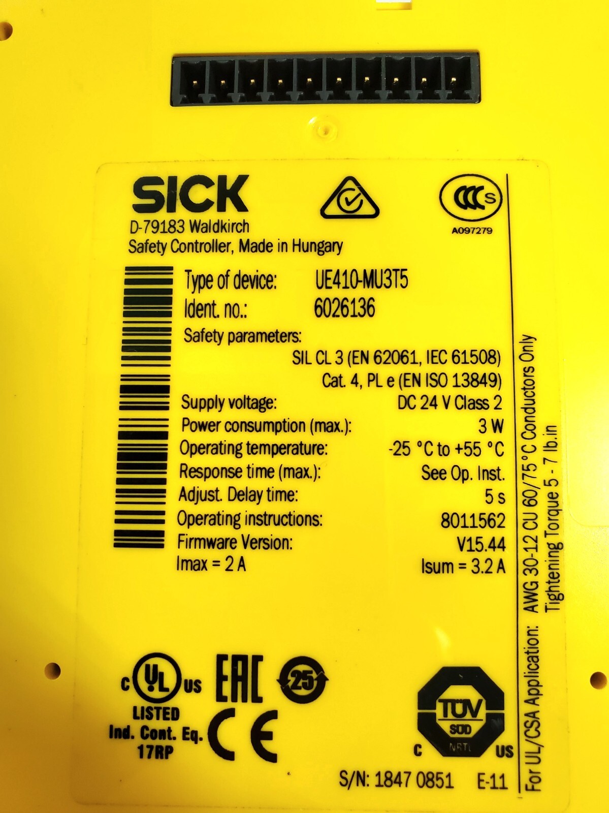 Sick 6026136 UE410-MU3T5 Safety Controller Module FW:V15.44 | eBay