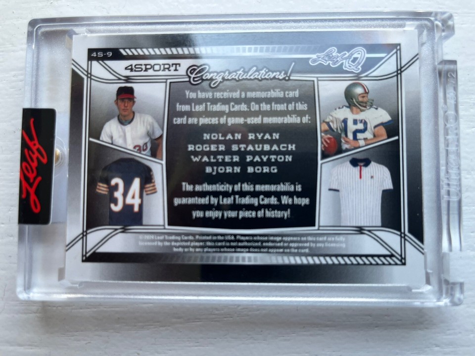 2024 leaf Q Nolan Ryan Walter Payton , Borg, Staubach game used 2of3 | eBay