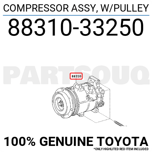 8831033250 Genuine Toyota COMPRESSOR ASSY, W/PULLEY 88310-33250 | eBay