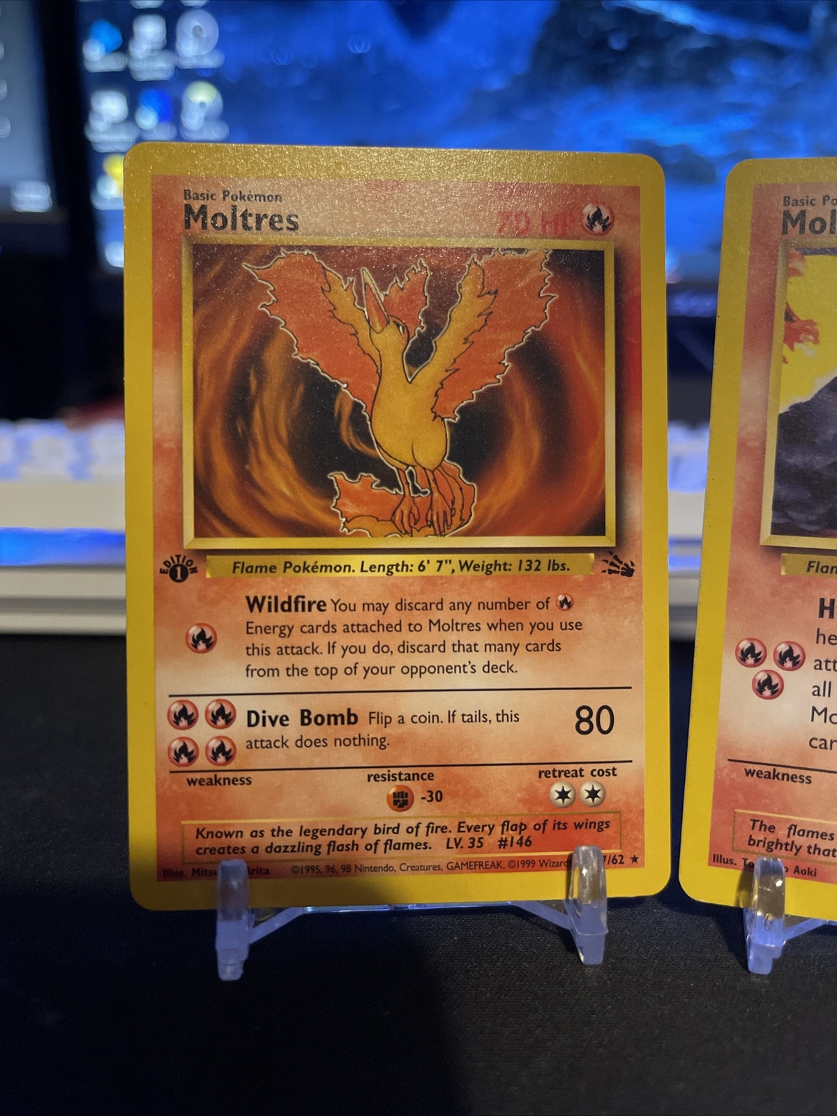 Pokemon 1999 1st Edition Fossil Moltres Non Holo 27/62 NM! + Promo #21 ...