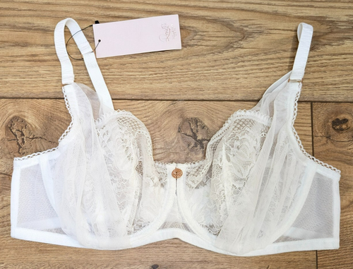 M&S Rosie Autograph White Mesh & Lace Wired Unpadded Full Cup Bra UK ...
