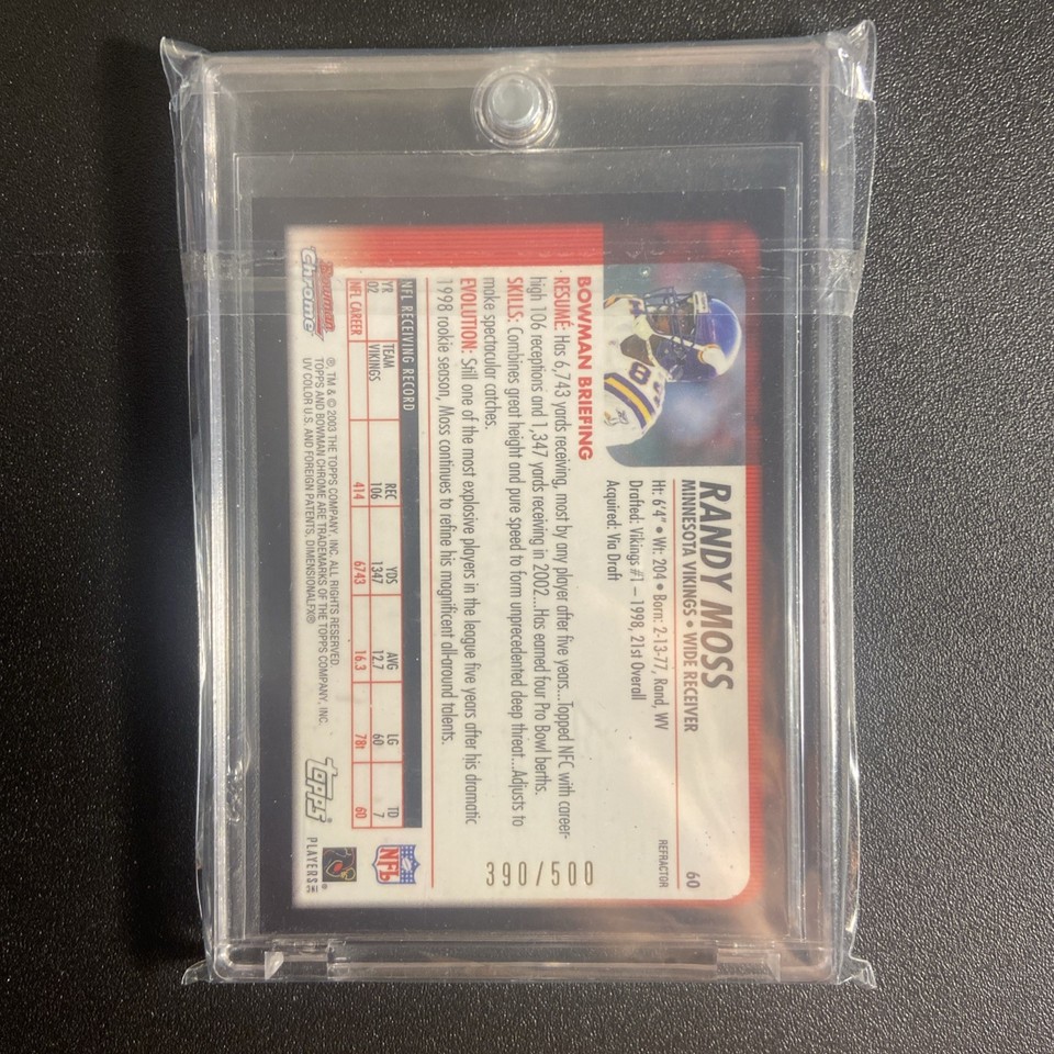 2003 BOWMAN CHROME REFRACTOR #60 - RANDY MOSS #ED 390/500 | eBay