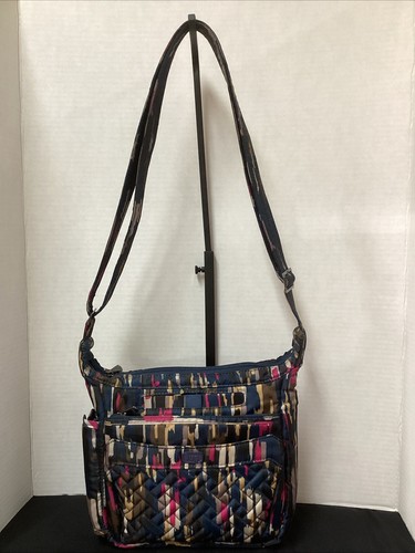 LUG Crossbody Flutter Riverwalk Navy Blue Geometric Mini Bag Purse ...