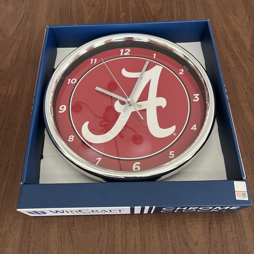 Alabama Crimson Tide 12 Inch CHROME Clock -Wincraft -Perfect for Man ...