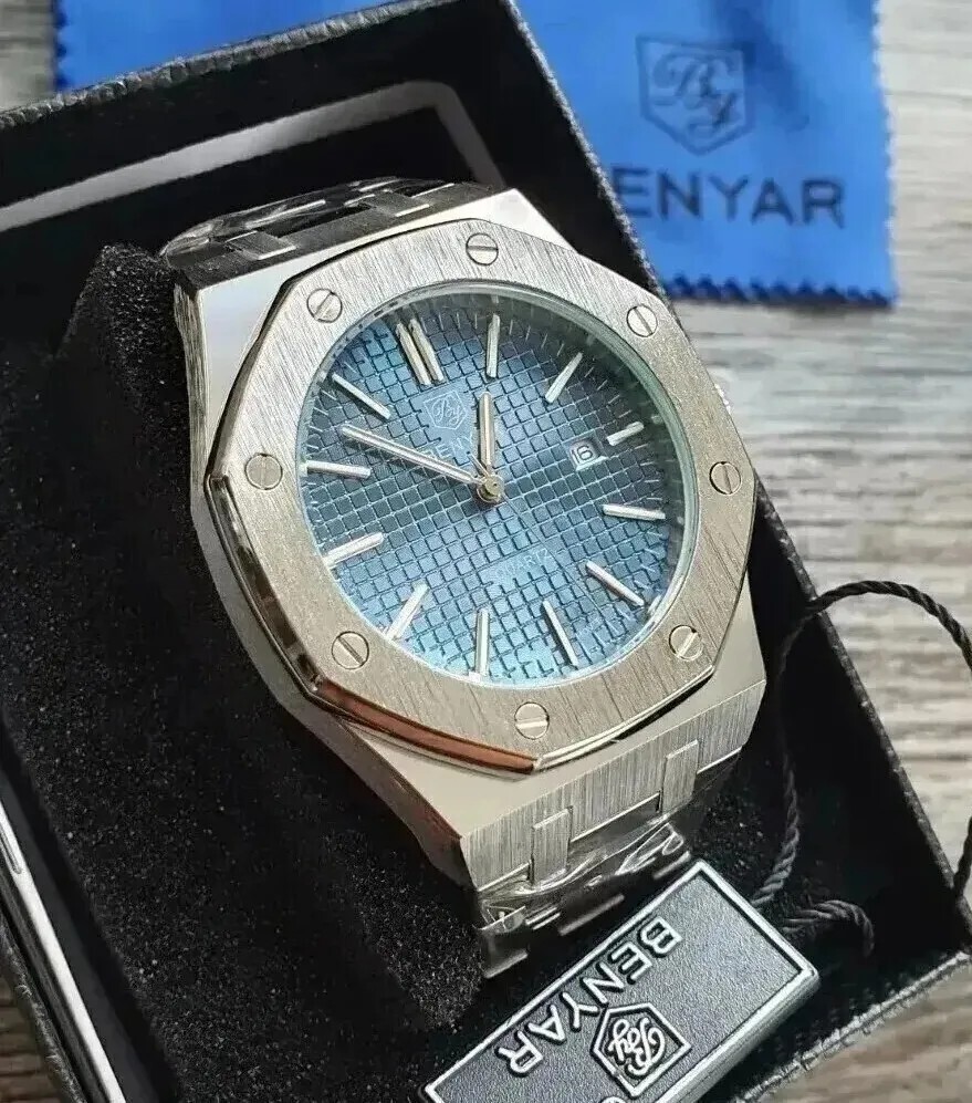 Men Benyar Watch Quartz Stainless Steel Business Luxury AP Sport Oak ...