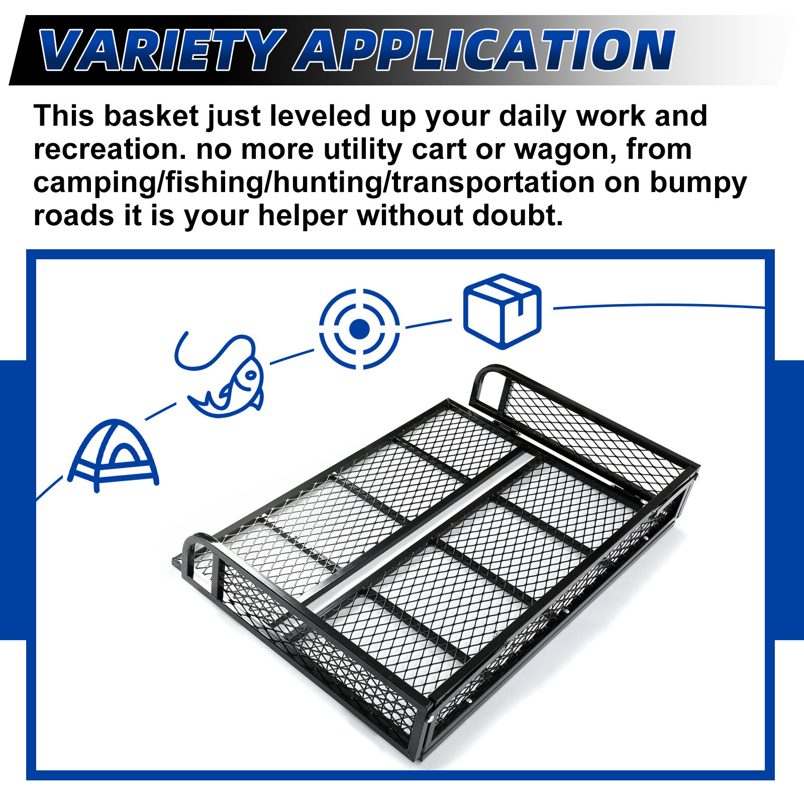 Universal ATV Front & Rear Cargo Basket Set Luggage Carrier Hauler ...