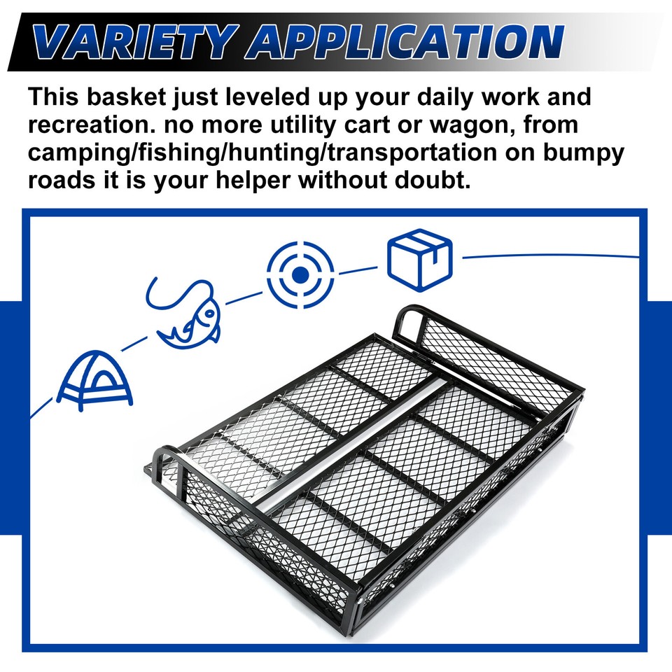 Universal ATV Front & Rear Cargo Basket Set Luggage Carrier Hauler ...