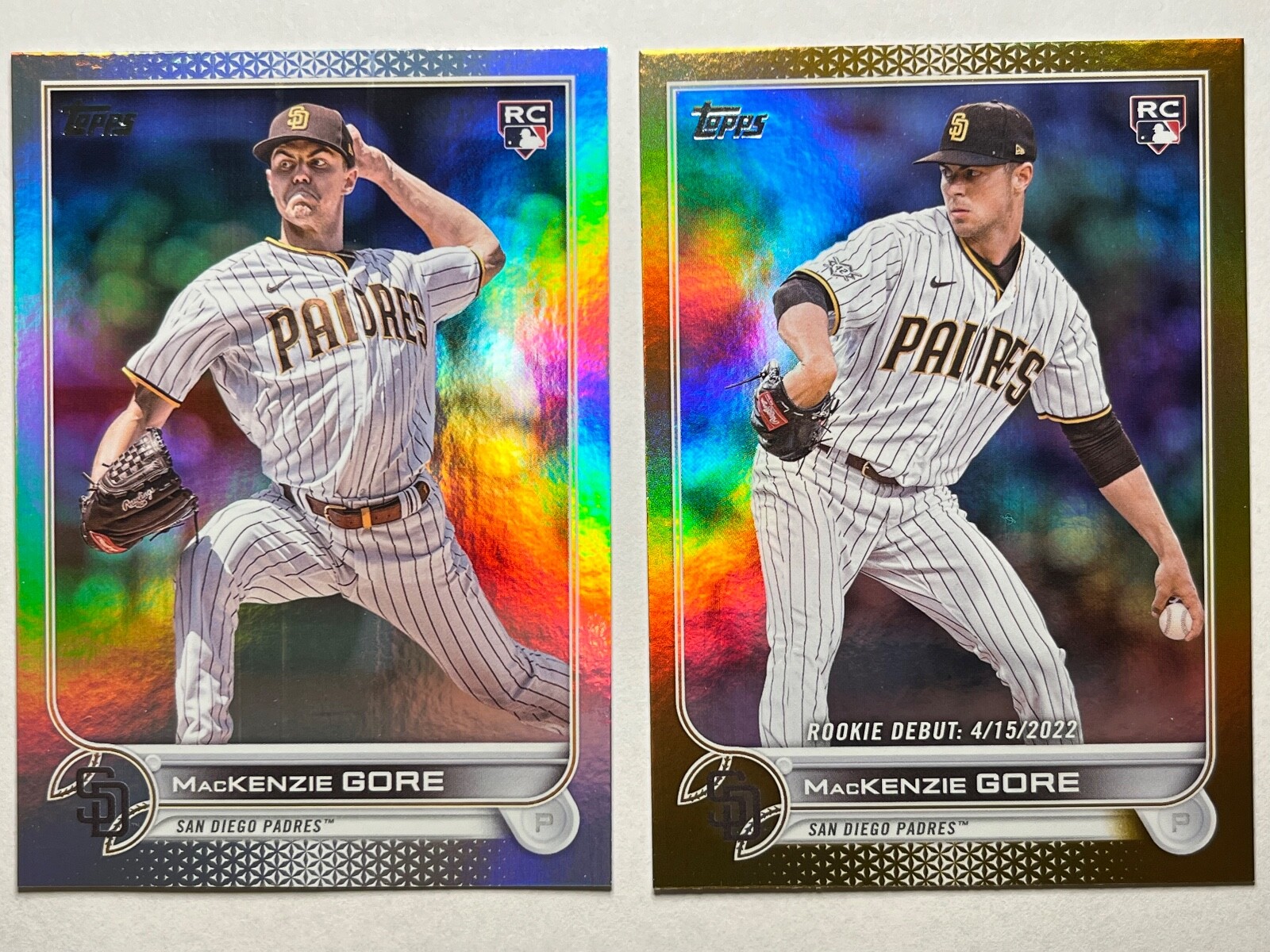 2022 Topps Lot of 2 MacKenzie Gore Rookie RC Gold Foil, Rainbow Foil ...