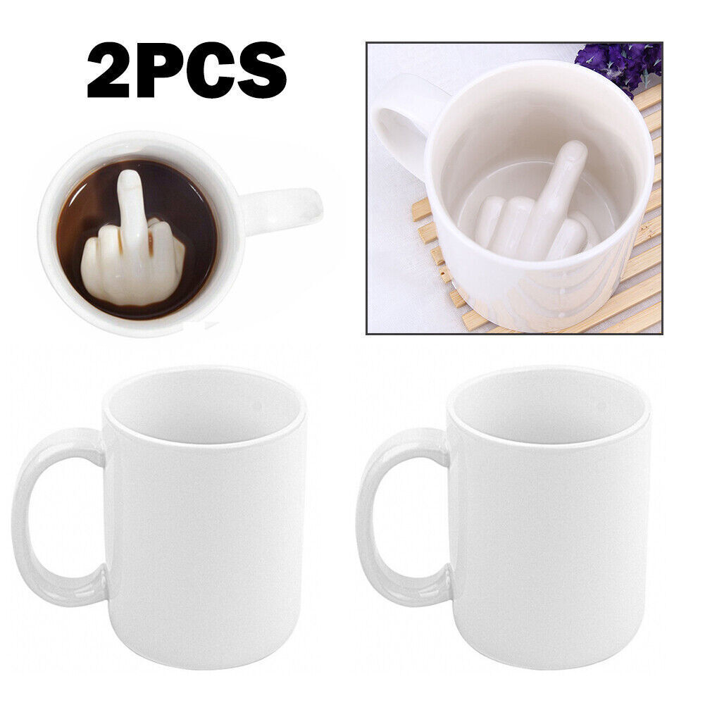 1/2 Funny Mug Novelty Rude Middle Finger Joke Personality Coffee Cup ...