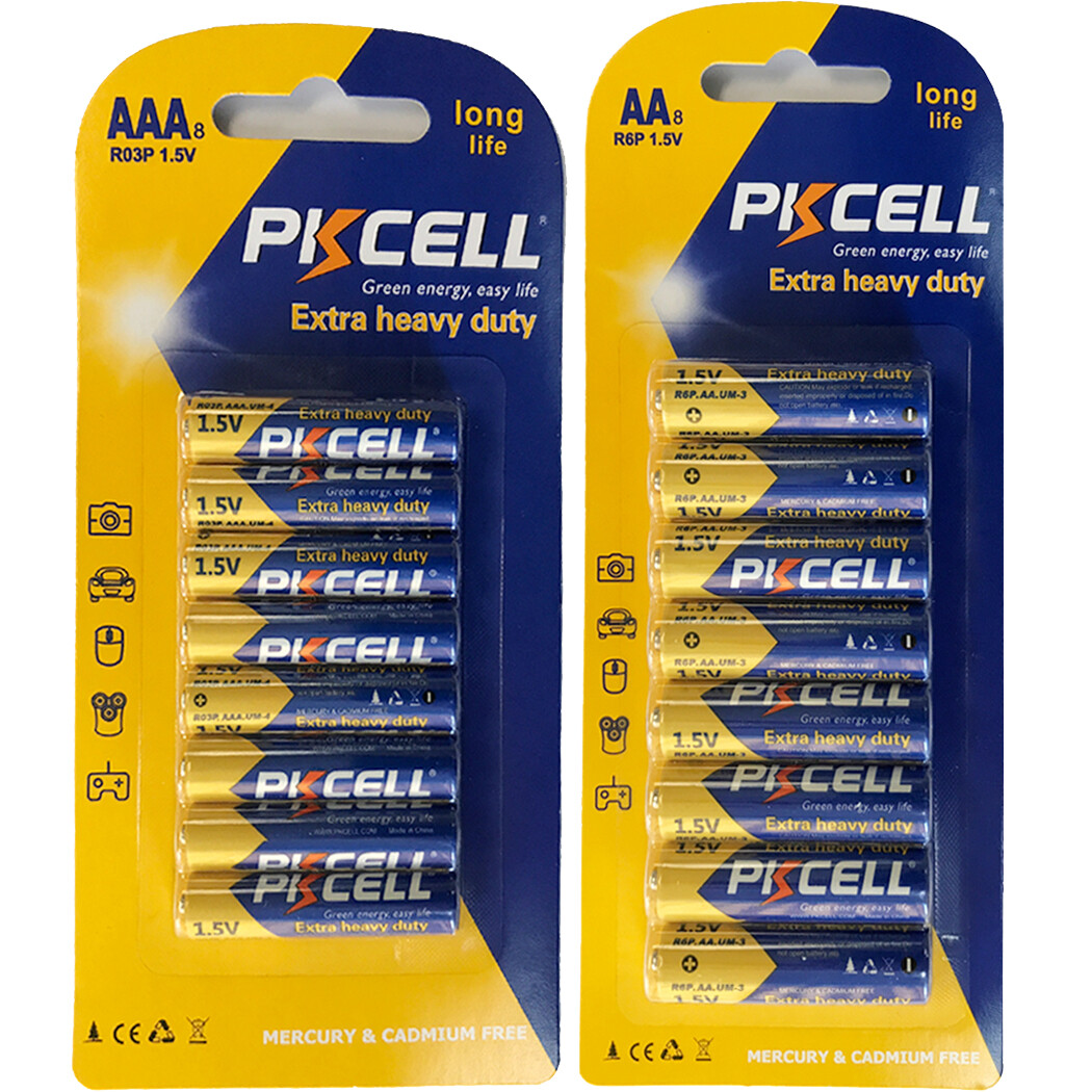 Combo 16pcs Super Heavy Duty AA/AAA Batteries 1.5V R03P R6P UM4 UM3 ...