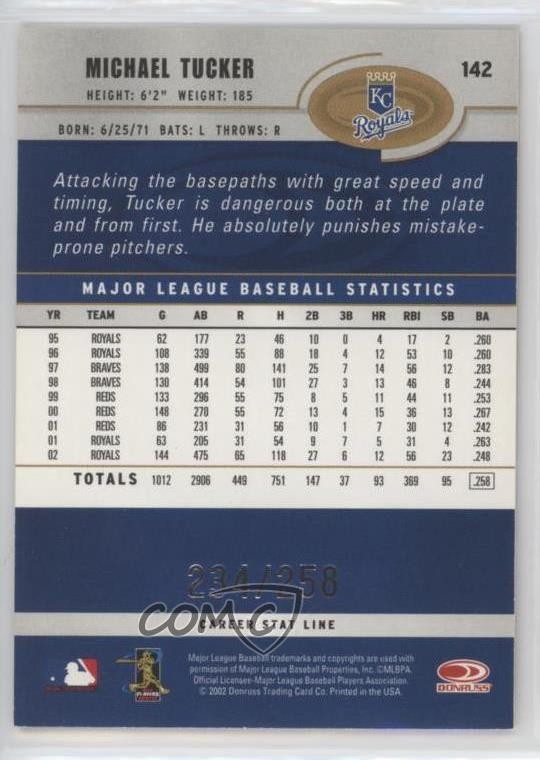 2003 Donruss Career Stat Line 234/258 Michael Tucker #142 0q3 | eBay