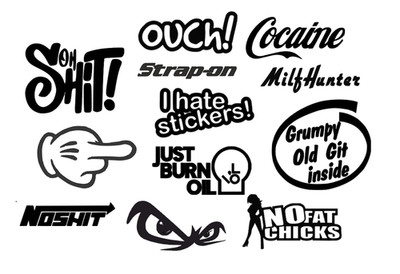 Sticker bomb pack of 12 funny, rude decals mixed bag | eBay UK