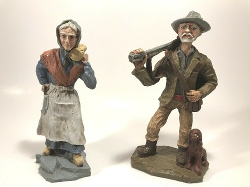 Country Decor Figurines - Hand Crafted - Wood World Inc. Set of 2 ...